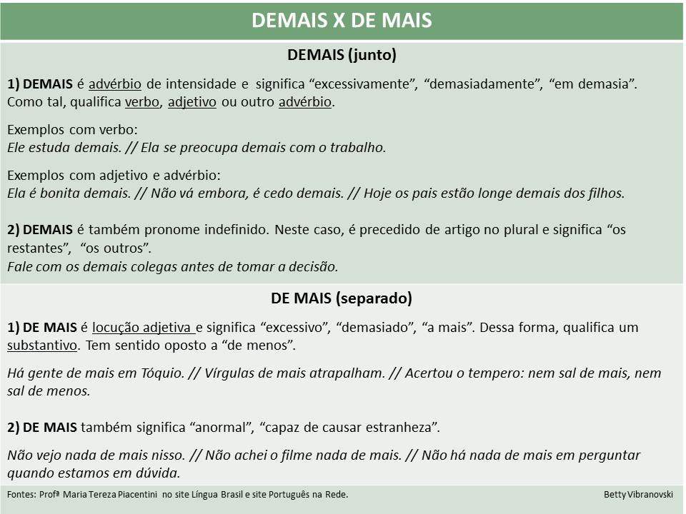 Demais ou De mais | Português sem Mistério
